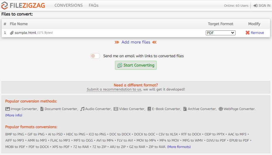 Online Best Converter: How to Convert html file to pdf file