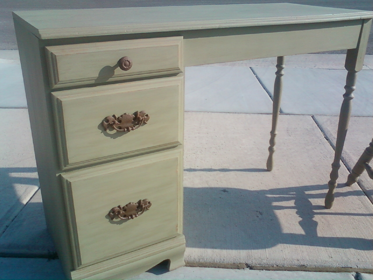 Cozy Cottage Treasures: Cute desk with chair refinished in Sage Green ...