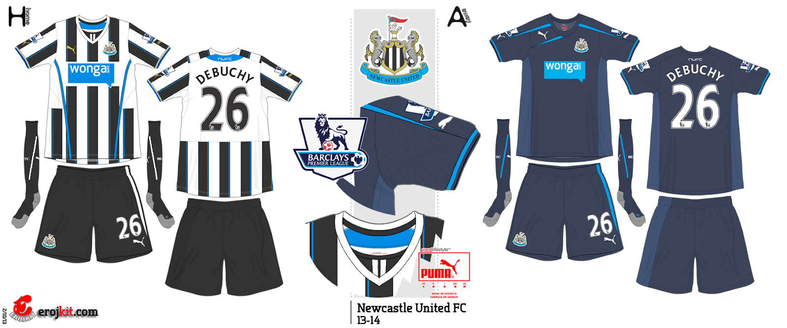 Kit Design, by eroj: 2013-14 Newcastle United (Home, Away, Third e Fourth)