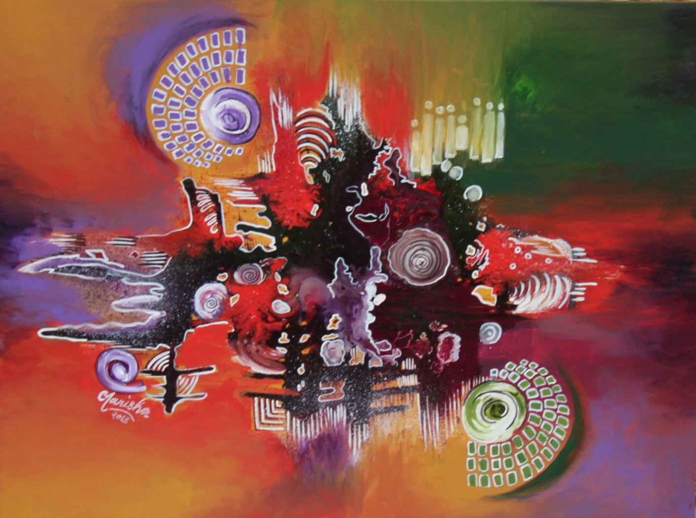 Artists of India: "Burst"...An Abstract in acrylic on canvas by Manisha ...