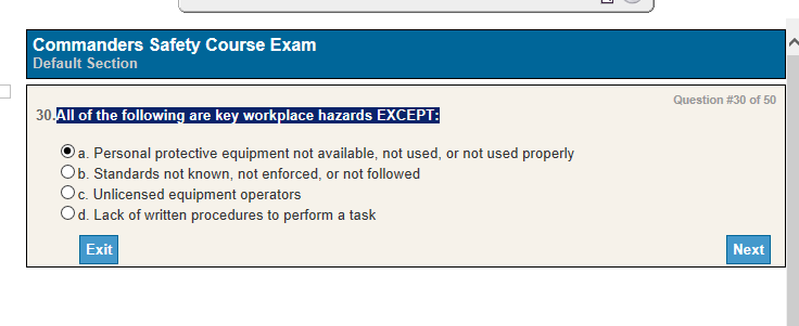 SSD 2 : Commanders Safety Course Answers (2G-F94v3.1)