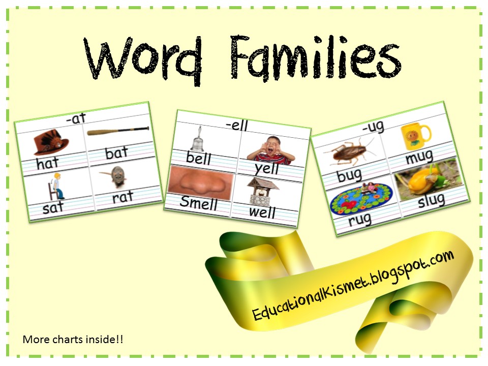 Educational Kismet : Phonics: Word Families Charts
