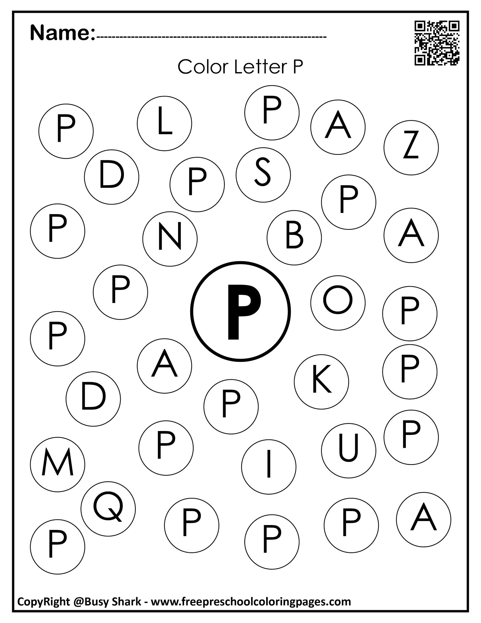 Letter P letter-p-10-free-dot-markers-coloring-pages