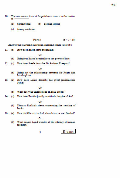 Alagappa University B.A.English PROSE APRIL 2019 Question Paper ...