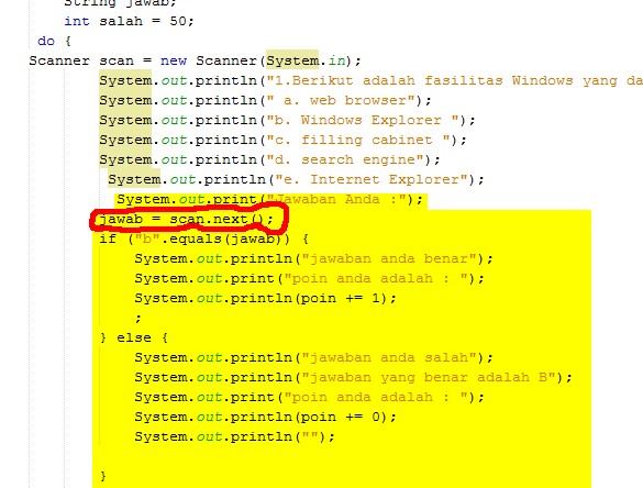 Penerapan Metode Percabangan pada program Quis Java Netbeans