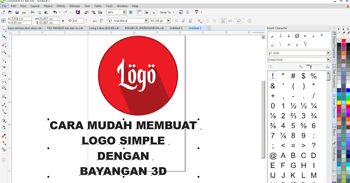 cara mudah membuat simple logo pakai corel x7, tutorial buat logo ...