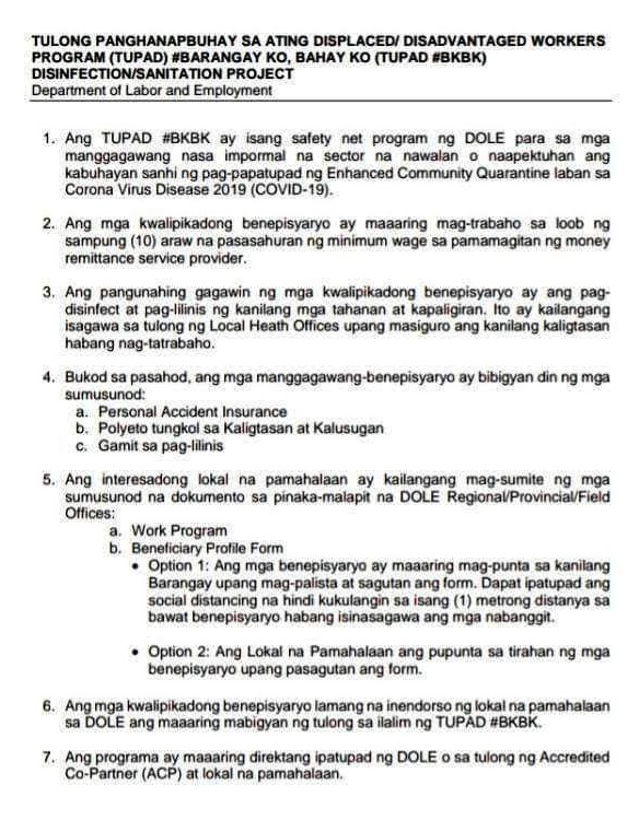 DOLE Davao del Norte: TUPAD #BKBK