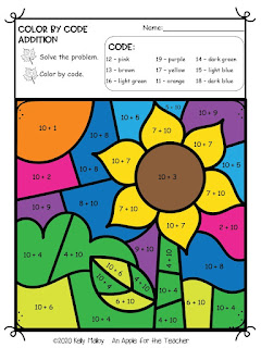 An Apple For The Teacher: Fall Color By Number Worksheets