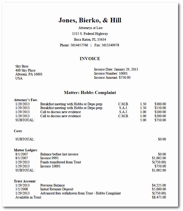 Law Firm Invoice Template Word - Invoice Template