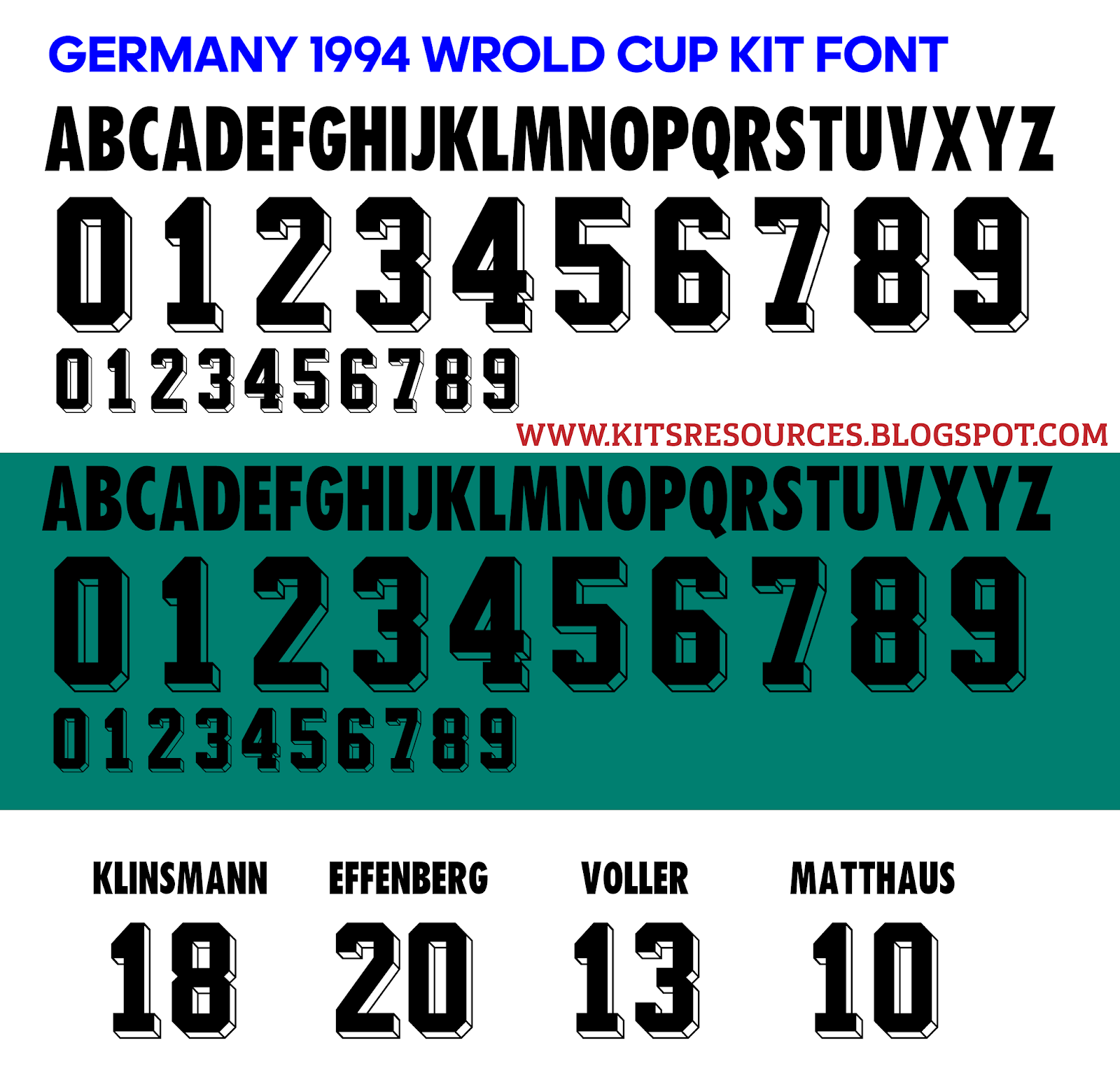 All Bout Sports Jersey Resource: Germany World Cup 1994 Kit Font