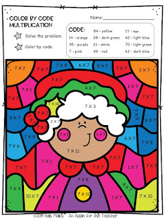 An Apple For The Teacher: Christmas Color By Number Worksheets