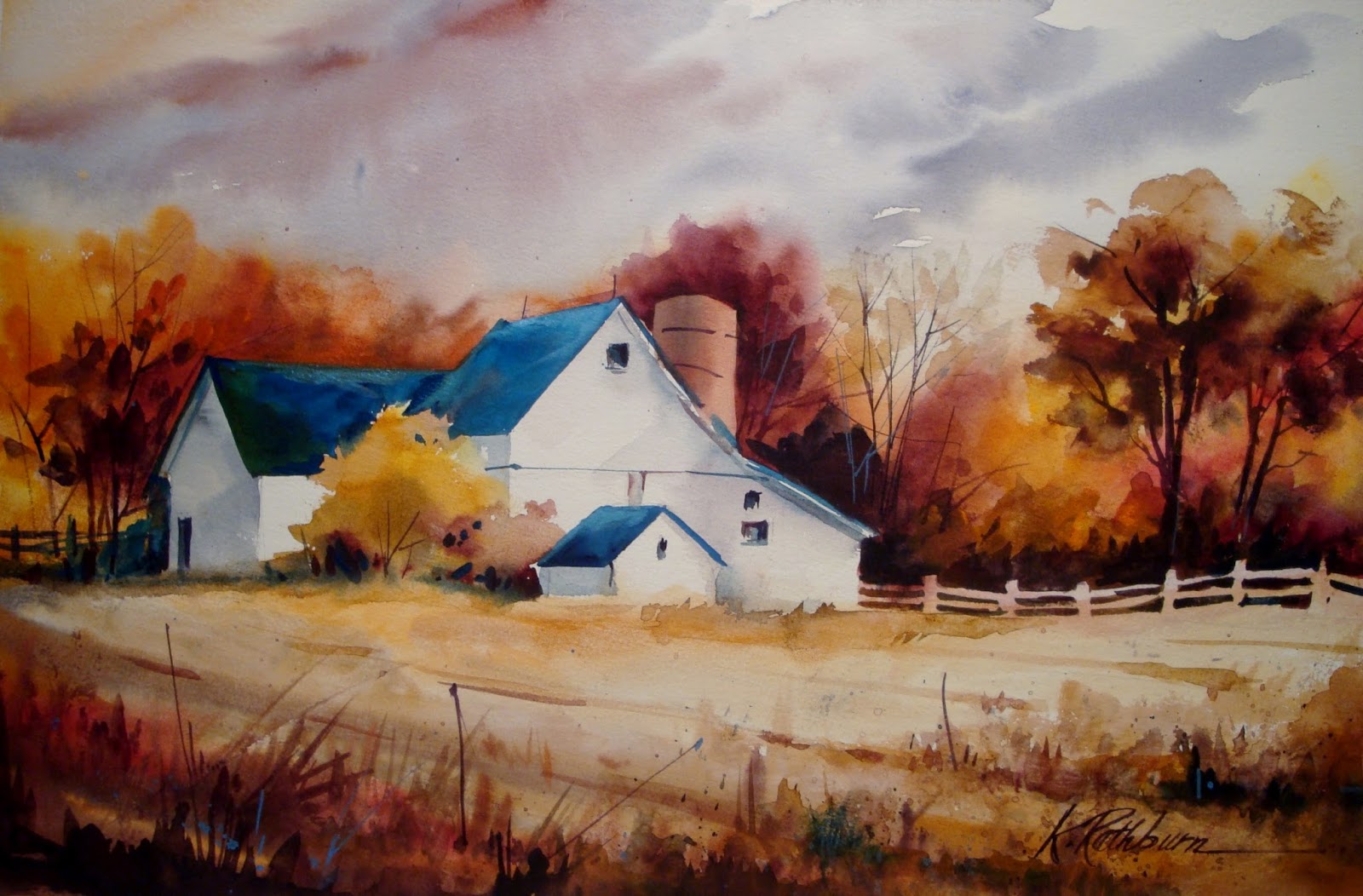 Kathy Los-Rathburn, watercolorist: Fall on the Farm