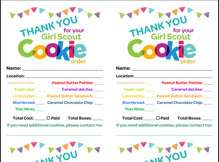 Girl Scout Cookie Thank You Printables