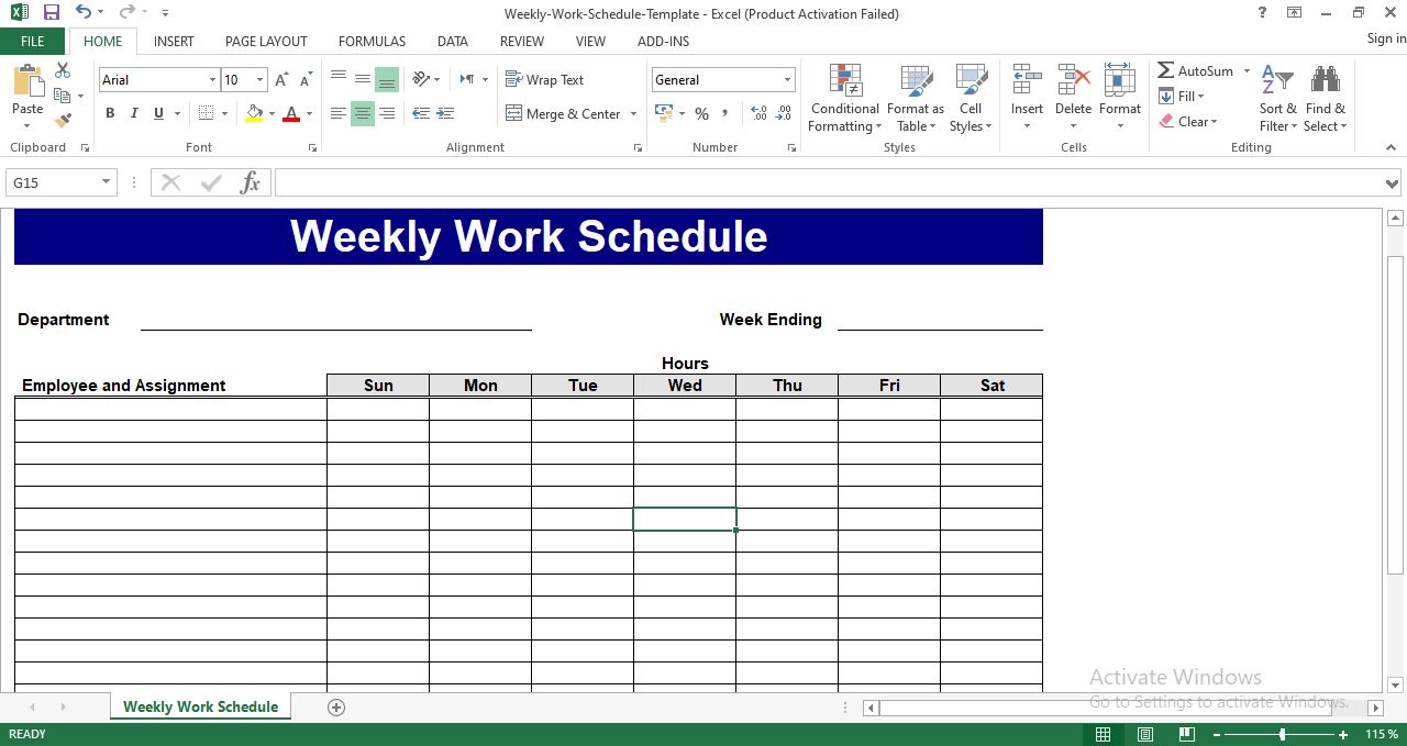 Free Weekly Work Schedule Template