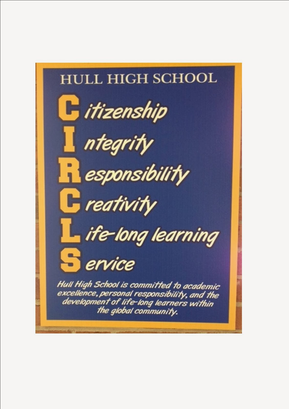 The Hull High School Blog: Hull High's Core Values