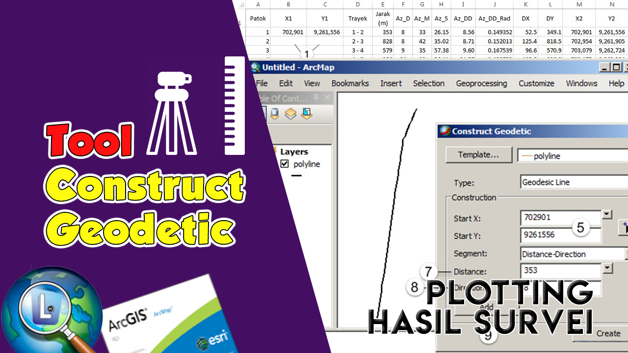 Plotting Hasil Survei dengan Tool Construct Geodetic - Lapak GIS