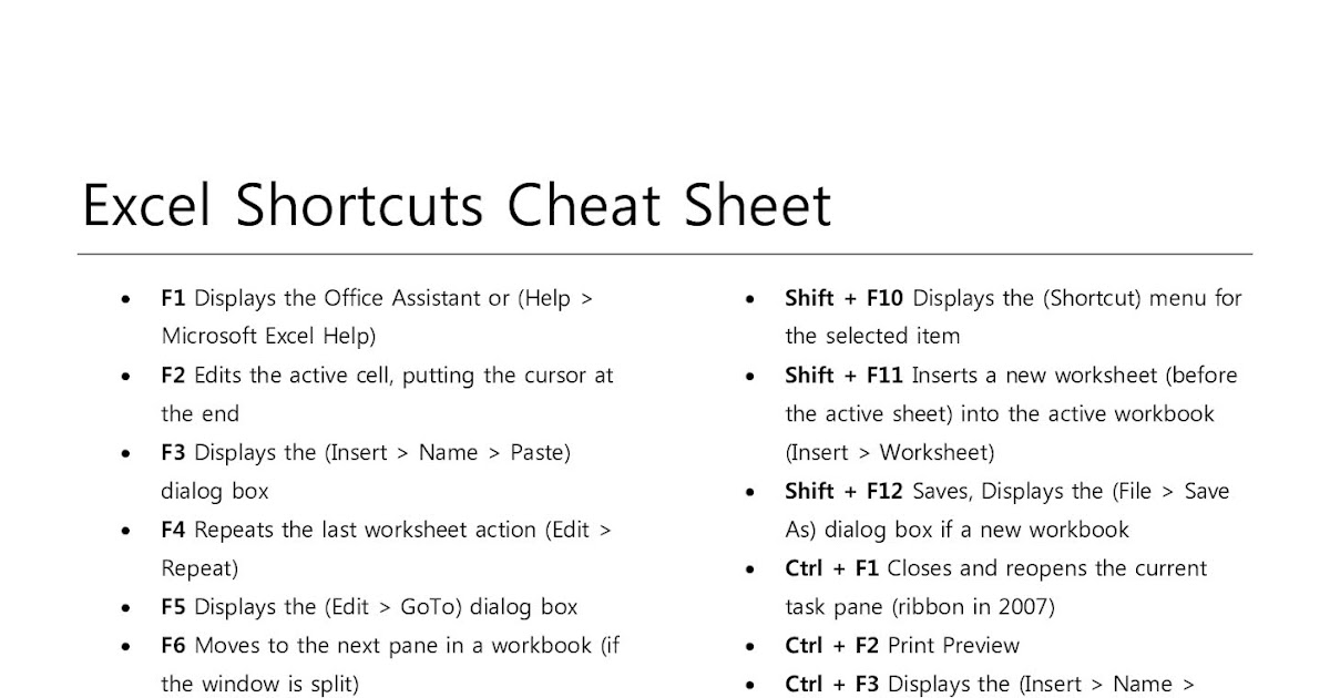 🆓Excel shortcuts and cheatsheets - KING OF EXCEL