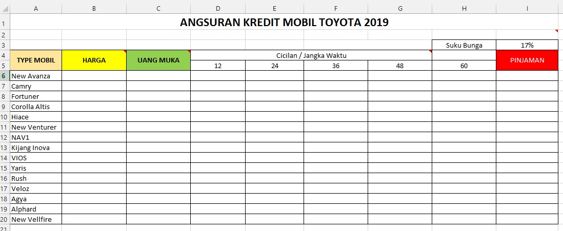 Cara Menghitung Angsuran Kredit Mobil Menggunakan Rumus Excel PMT ... Cara Menghitung Angsuran Kredit Mobil Menggunakan Rumus Excel PMT ...