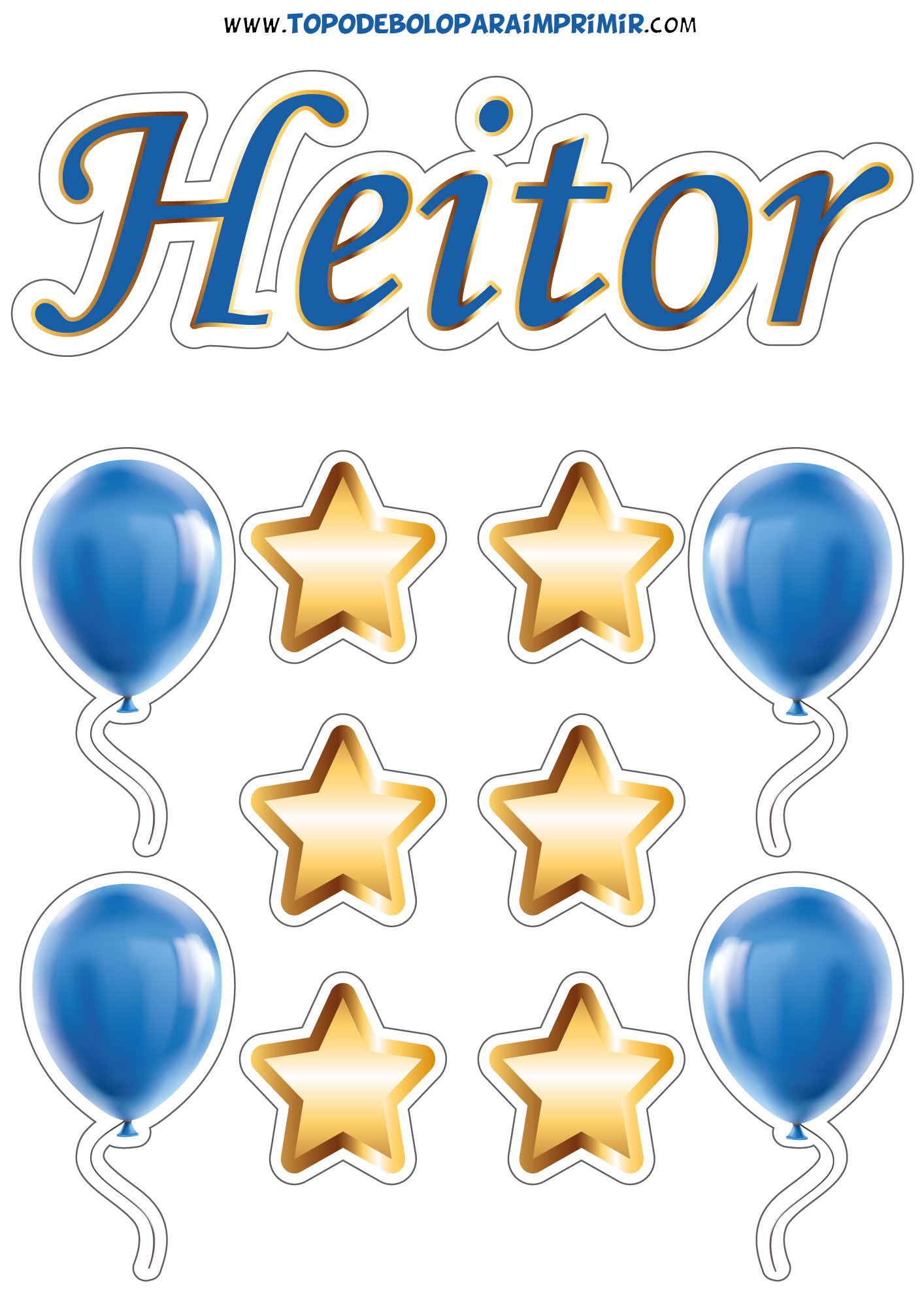 Topo de bolo Heitor para imprimir