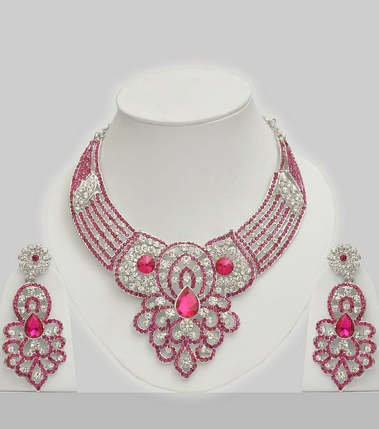Pink crystal necklace