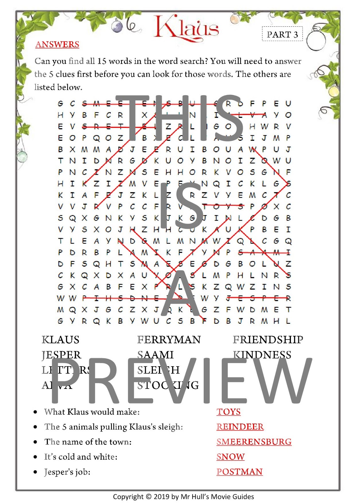Klaus Movie Guide + Activities - Answer Key included ~ Movie Guides and ...
