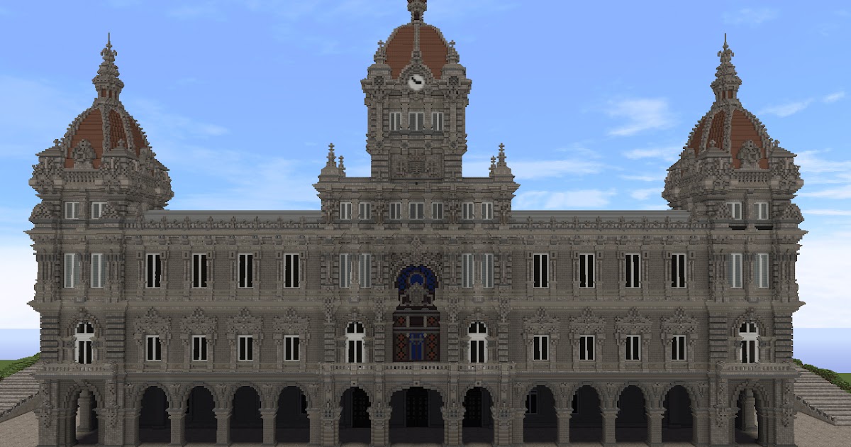 Minecrafteate: Réplica Minecraft del Ayuntamiento de A Coruña, España.