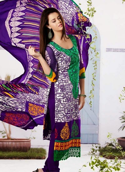 Printed Pakistani Cotton Suits Cotton Shalwar Kameez Designs 2014-2015