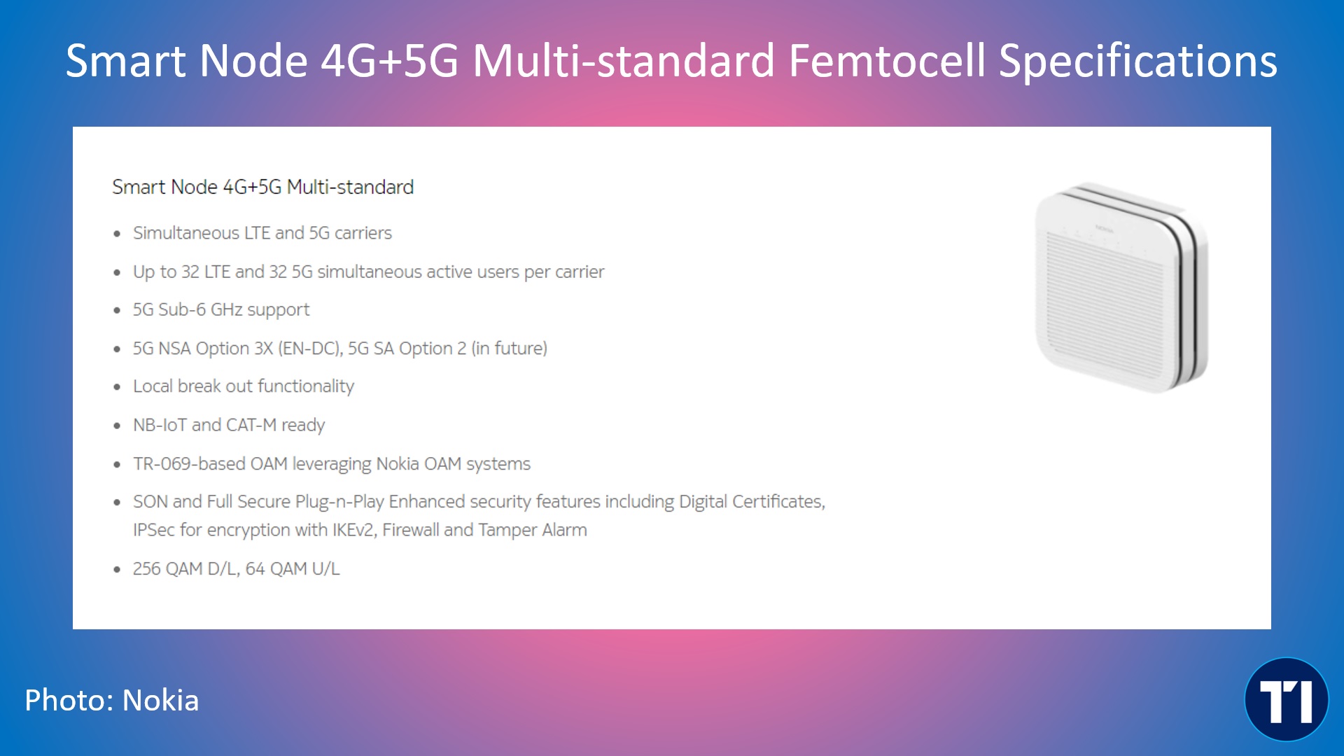 Telecoms Infrastructure Blog: Nokia Smart Node Modular 4G/5G Femtocell