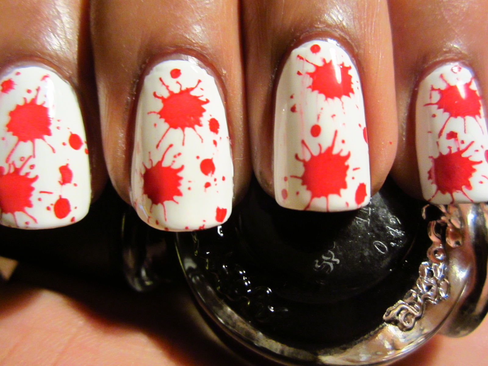 Blue Polish: Halloween Blood Splatter Manicure 2 : Konad
