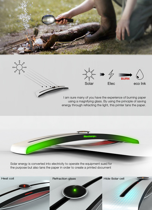 The Tanning Paper is a solar powered printer which doesn't use ink ...