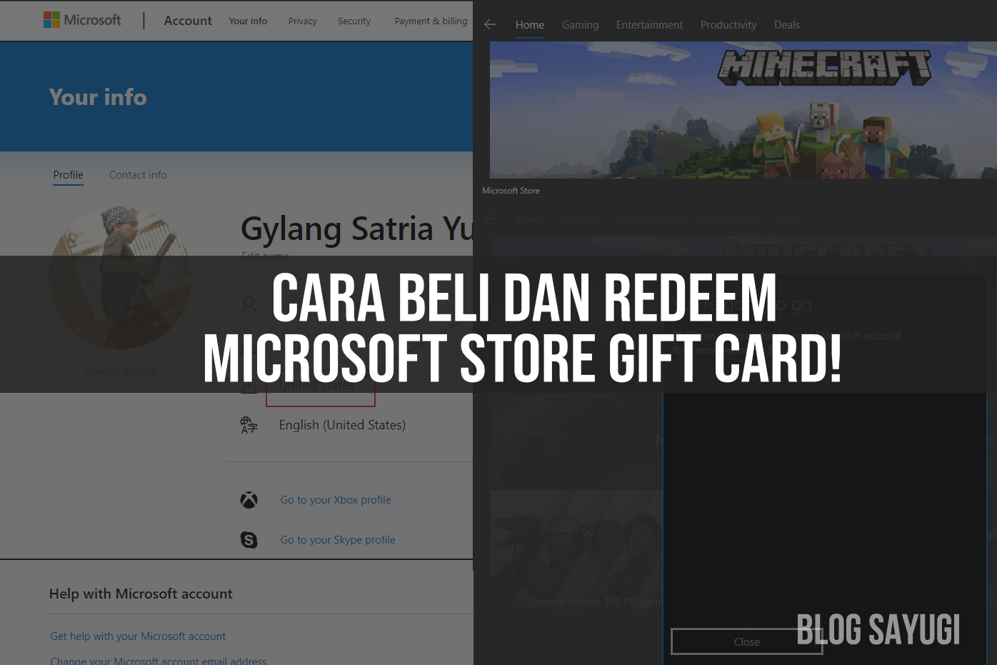 Cara Membeli dan Redeem Microsoft Store Gift Card - BLOG SAYUGI