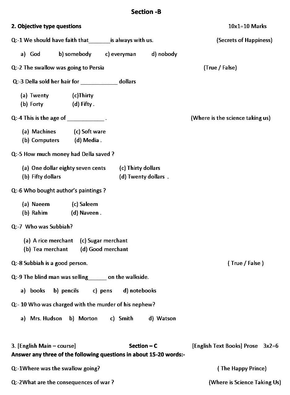 Class 10--Sample Paper English 2020-21 - Class 10