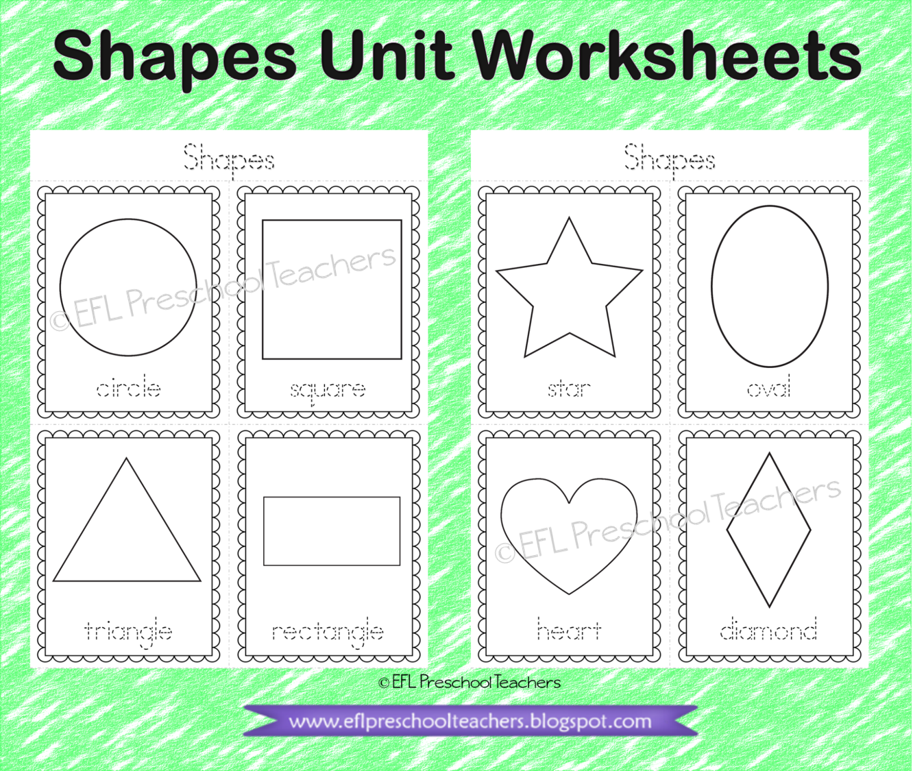 ESL/EFL Preschool Teachers: Shapes Theme Worksheets for Kindergarten ESL