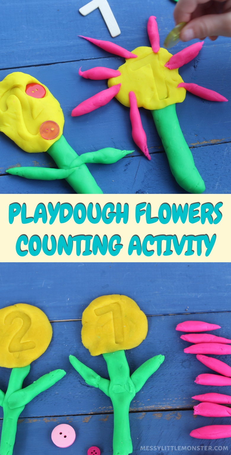 Playdough Flowers Counting Activity - Messy Little Monster