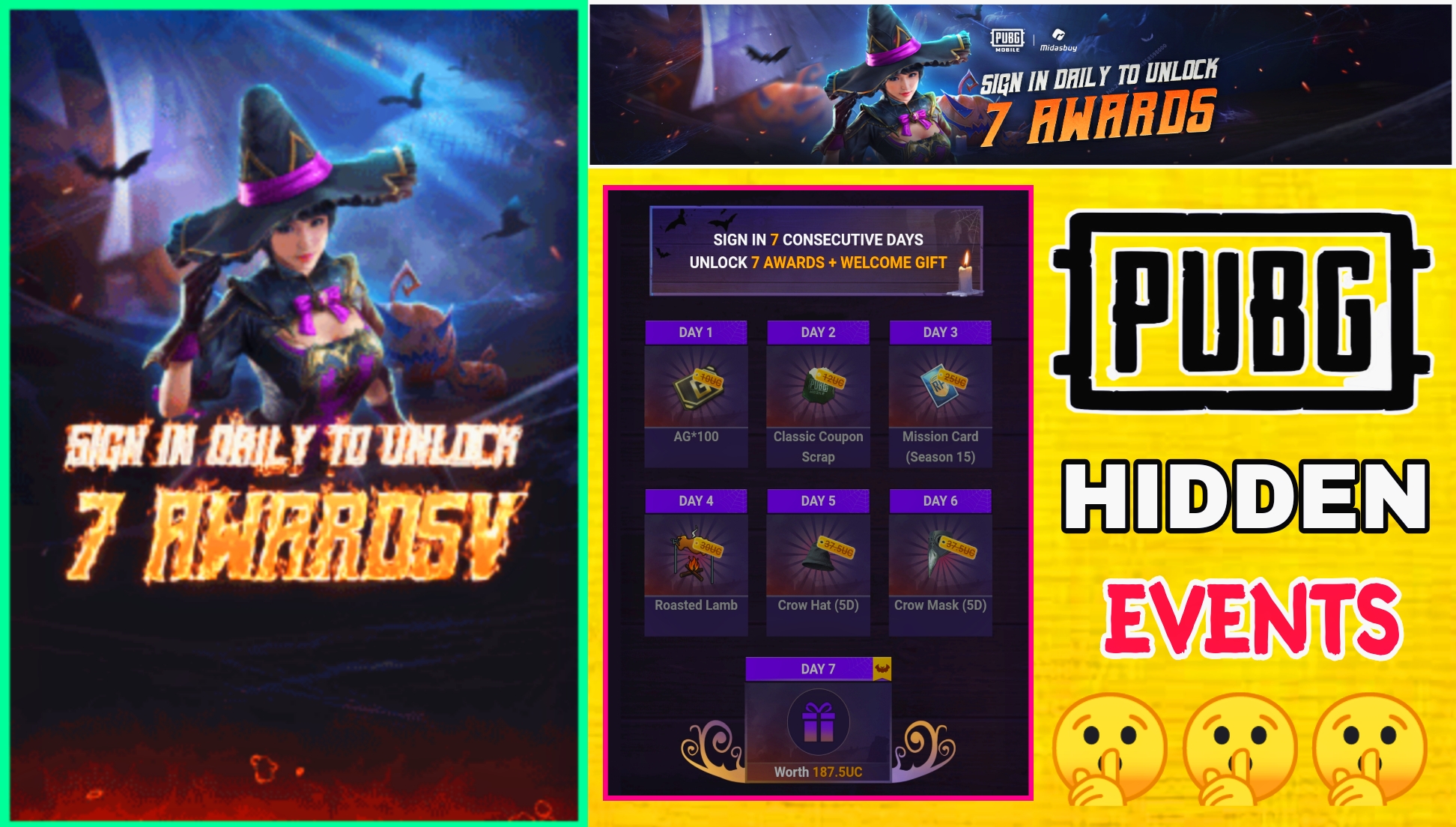 PUBG NEW HIDDEN 7 DAYS LOG IN EVENTS | GET CLASSIC CRATE, CROW SET PRMANENT || HIDDEN EVENTS IN PUBG