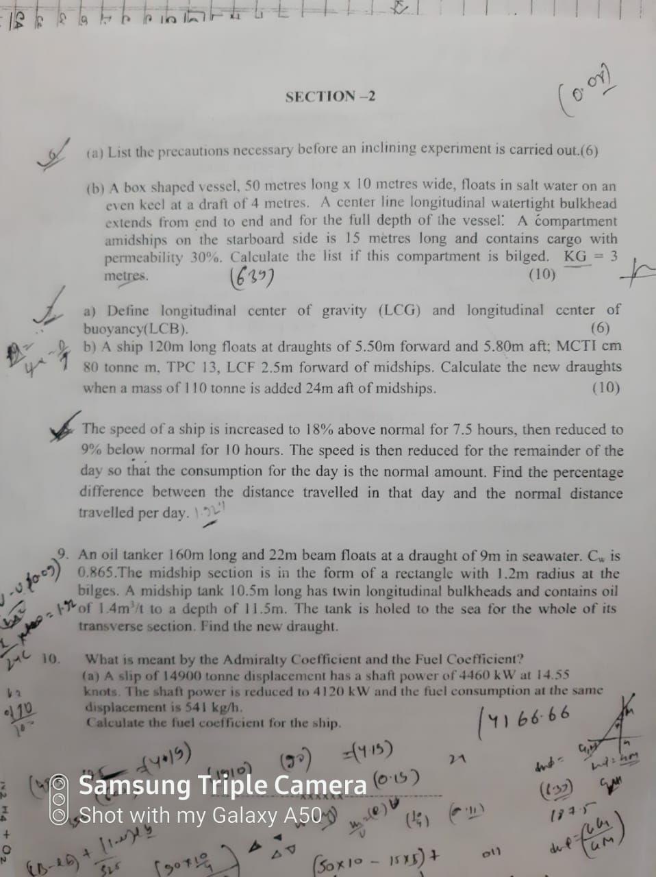 Naval Architecture ⚓- MEO Class 2 Papers