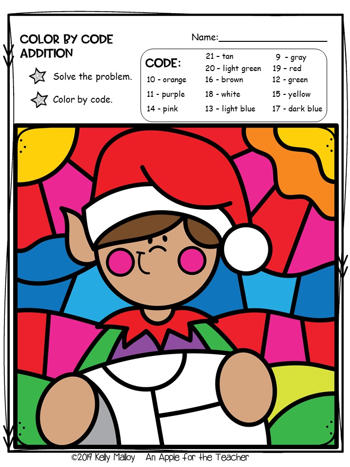An Apple For The Teacher: Christmas Color By Number Worksheets