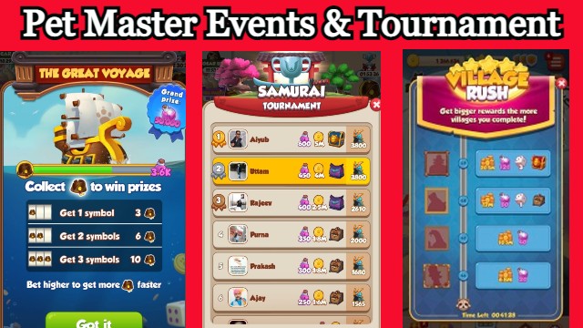 Pet Master Events and Tournament