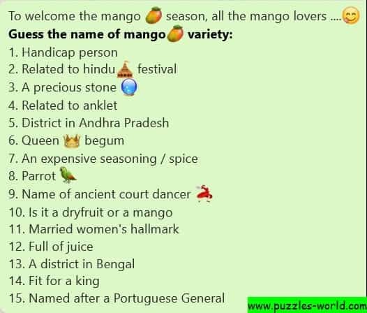 Guess the name of Mango variety | Puzzles World