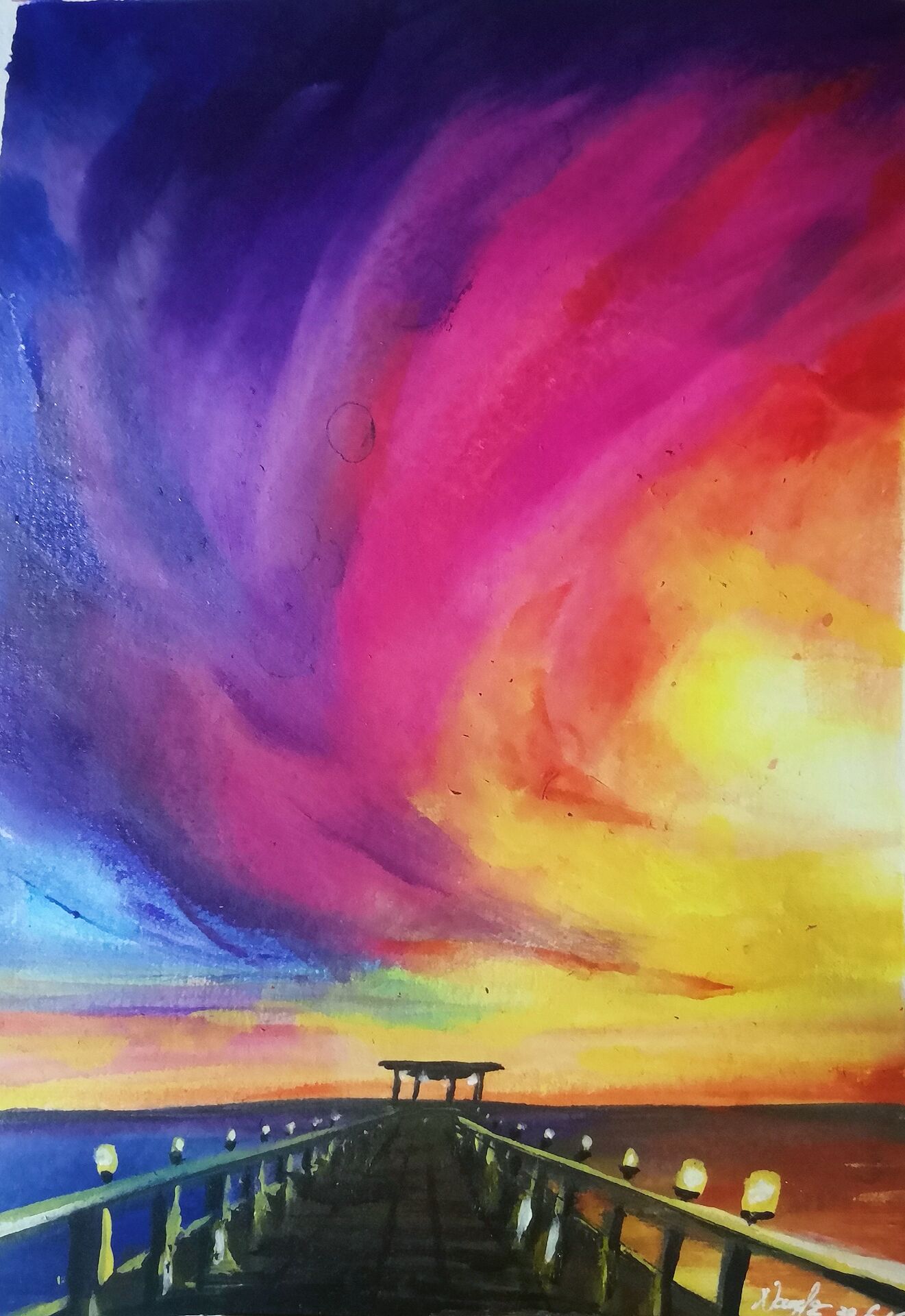 2 Acrylic painting of sunset landscape | How to draw sunset step by ...