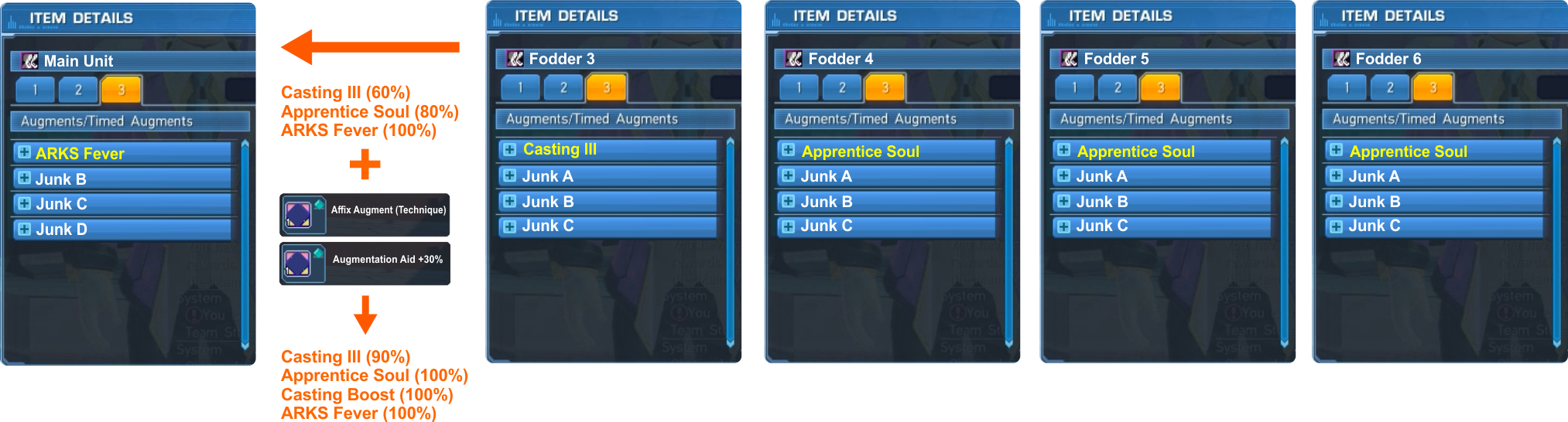 PSO2 Global - Simple Cheap Augment / Affix 100 Atk + 5 PP - Aisaga Land