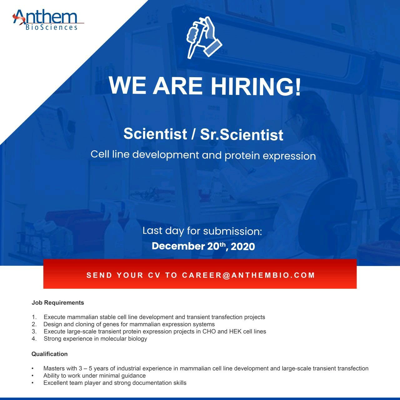 Anthem BioSciences - Hiring Scientist / Sr. Scientist - Apply Now ...