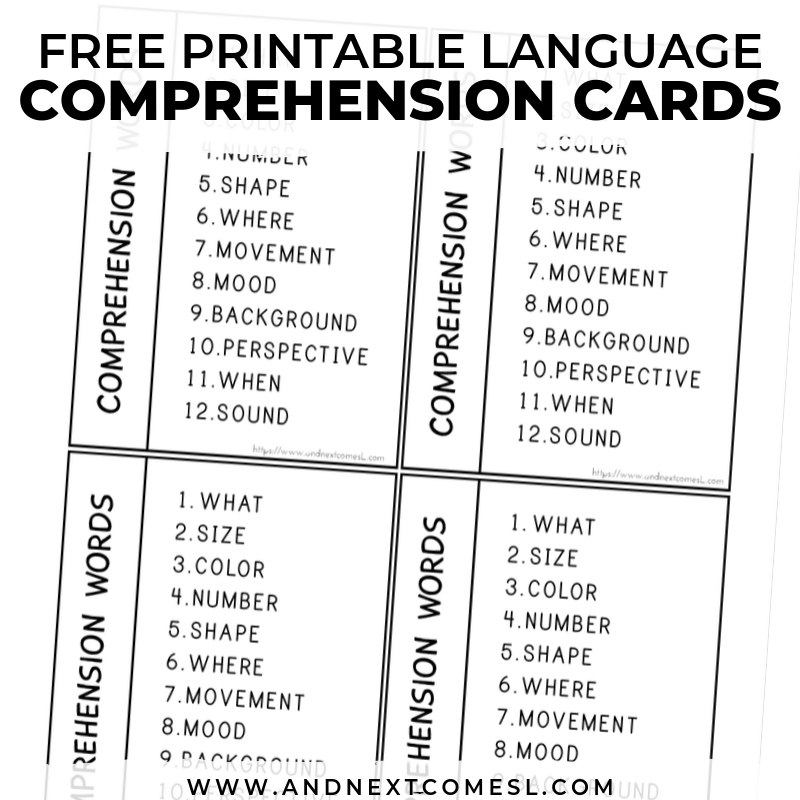 Free Printable Language Comprehension Cards | And Next Comes L ...