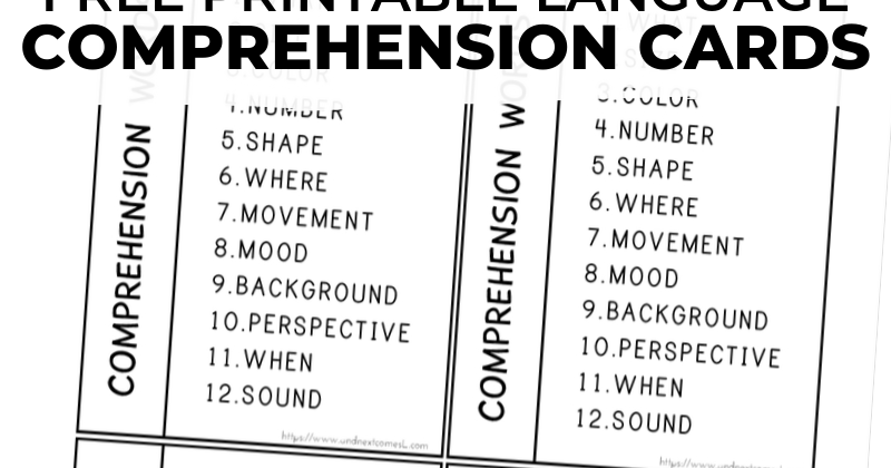 Free Printable Language Comprehension Cards | And Next Comes L ...