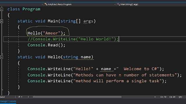 C # Tutorial, Methods