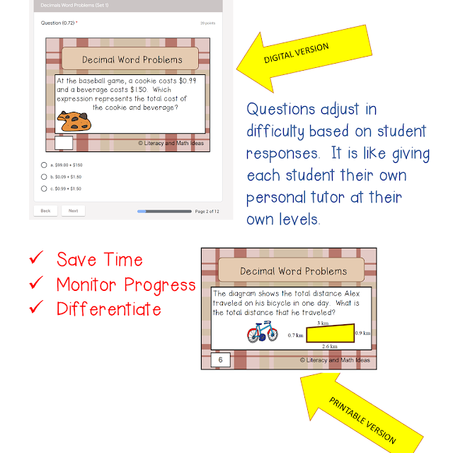 Literacy & Math Ideas: Digital Task Cards That Self-Grade and Adjust to ...