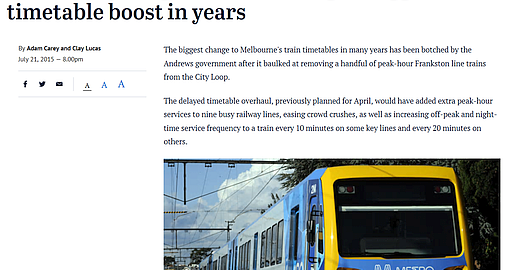 Melbourne on Transit: Timetable Tuesday #83: The Metro train timetable ...