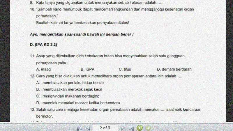Soal dan Jawaban Penilaian Kelas 5 Tema 2 Subtema 3 - SekolahDasar.Net