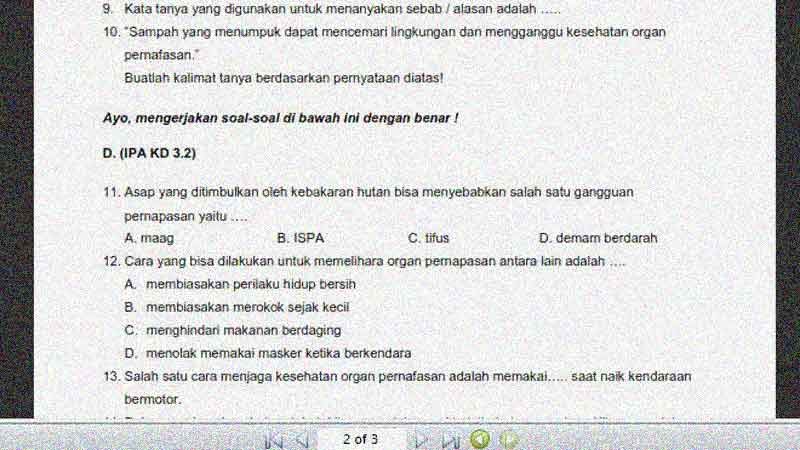 Soal dan Jawaban Penilaian Kelas 5 Tema 2 Subtema 3 - SekolahDasar.Net