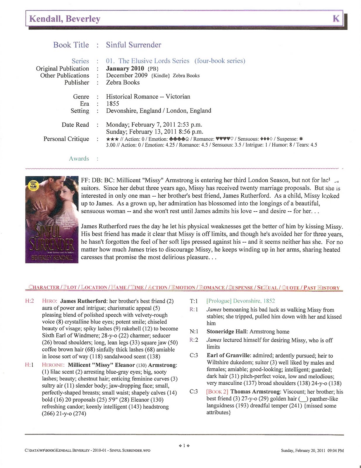 Wolf Bear Does Books: Beverley Kendall -- Sinful Surrender